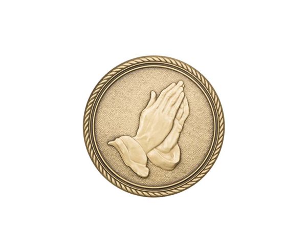 Praying Hands (right) Antiqued Brass Emblem 2 ½” – Fenton Memorials