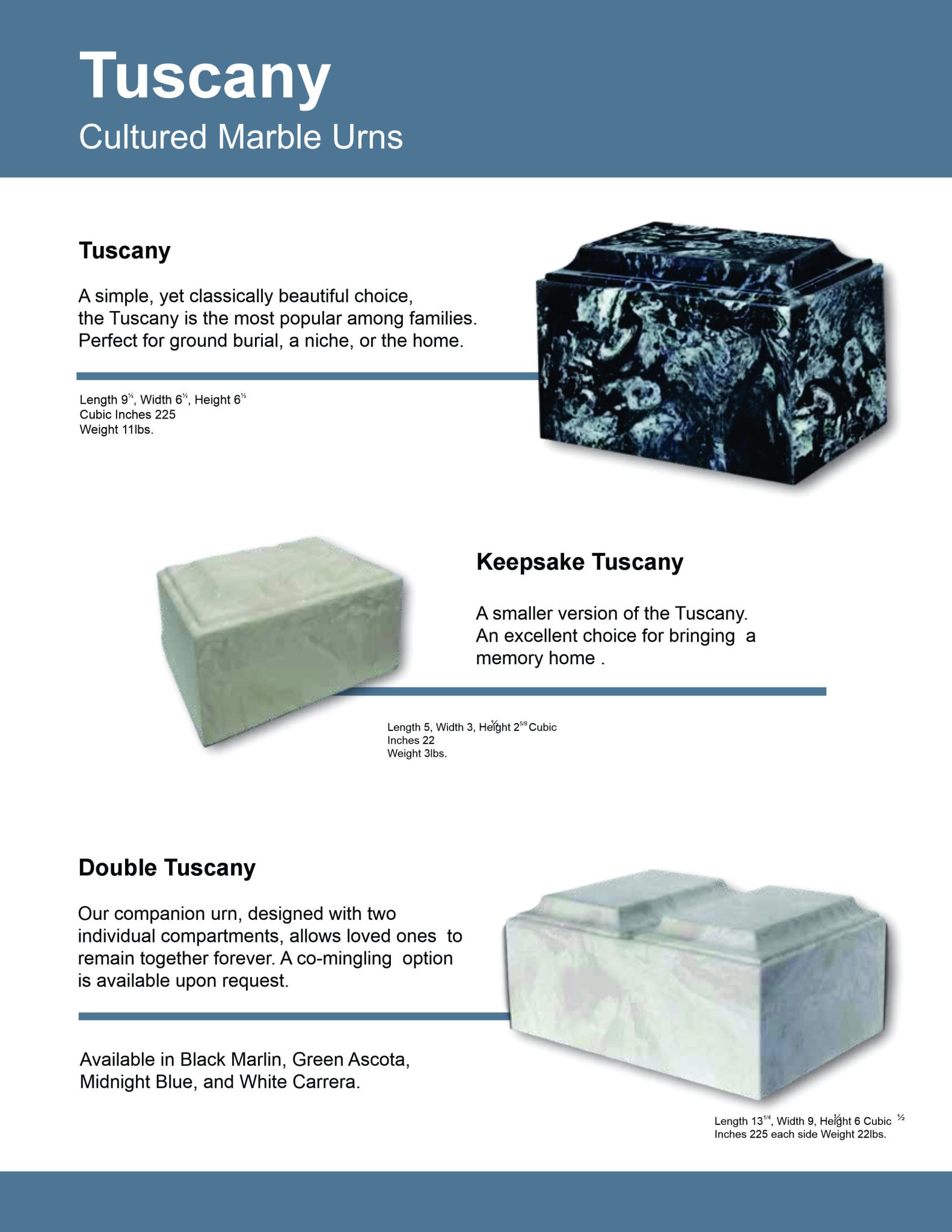 Cultured Marble Tuscany Urns – Fenton Memorials