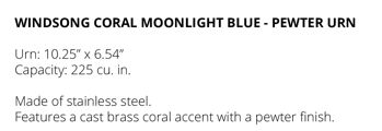 Windsong Coral Moonlight Blue-Pewter Urn – Fenton Memorials